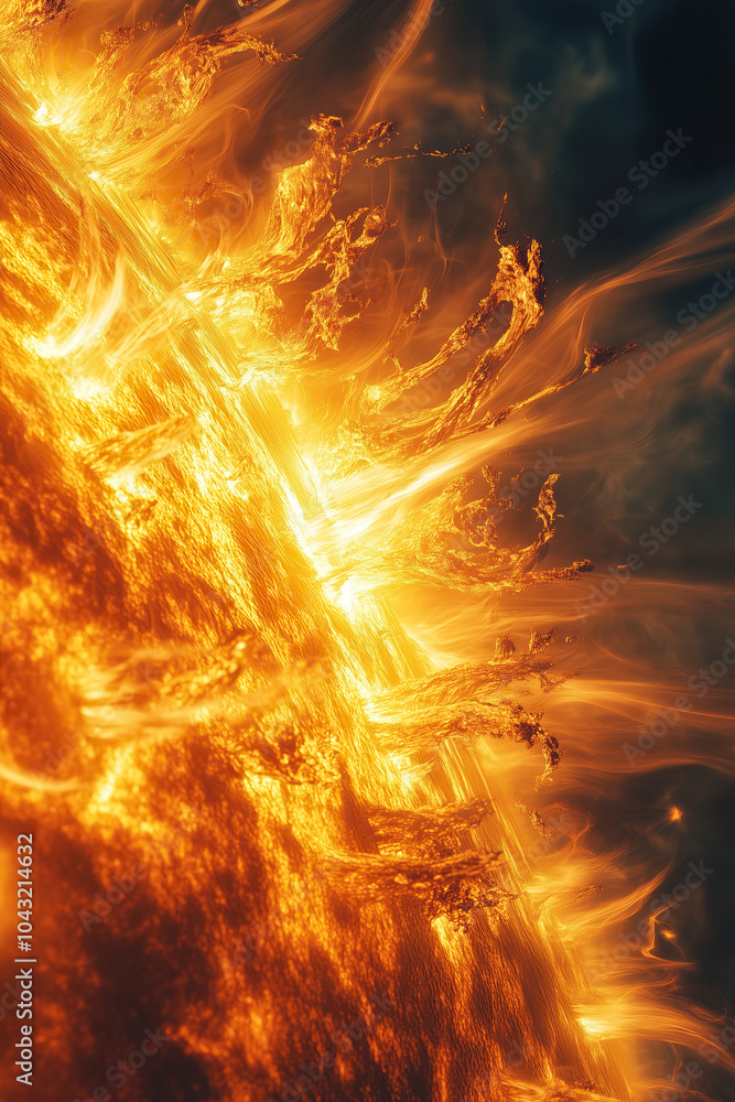 astronomical image of the sun with massive protuberances erupting from ...