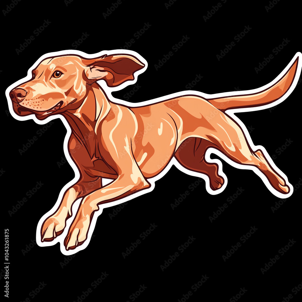 Vizsla Dog Running With Ears Flapping 2D Cartoon Illustration for ...