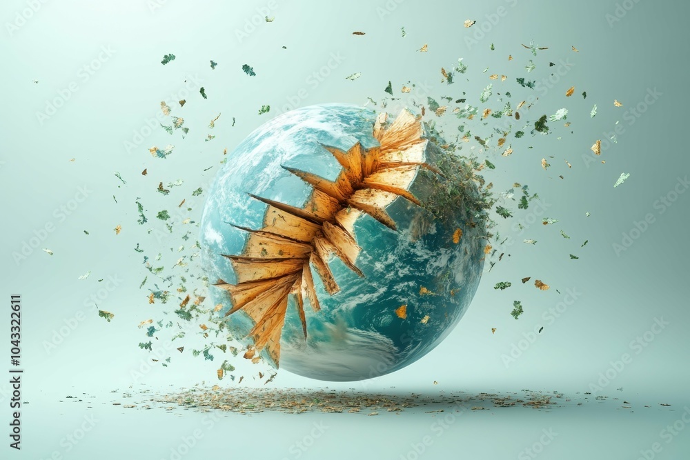 Golden Leaf Explosion. Anthropocene Ai singularity nature-based ...