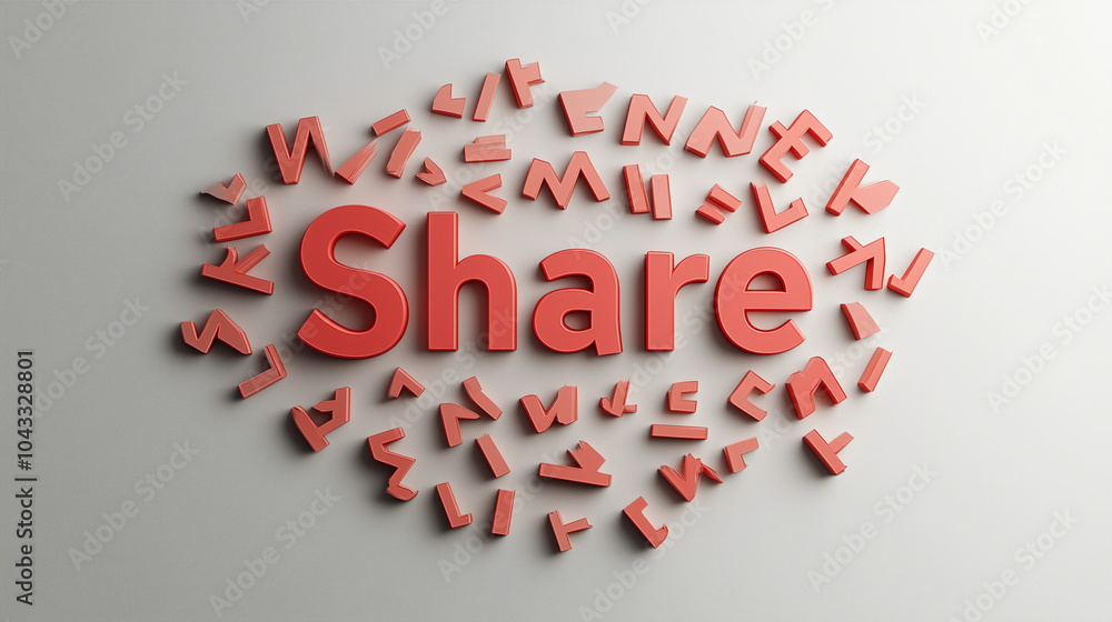 2D minimalistic design featuring categorized words: "Share" Stock ...