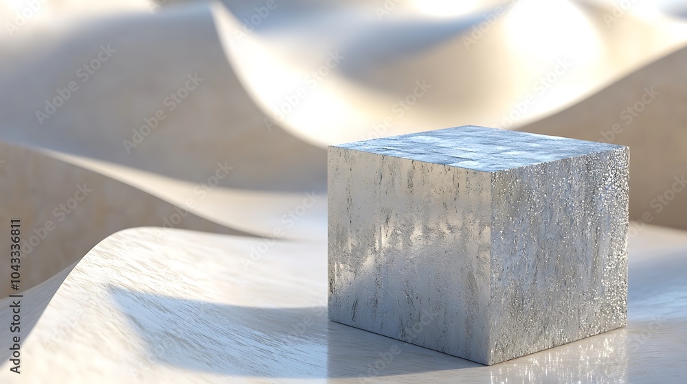 Realistic 3D cube with detailed textures placed on top of 2D curves in ...