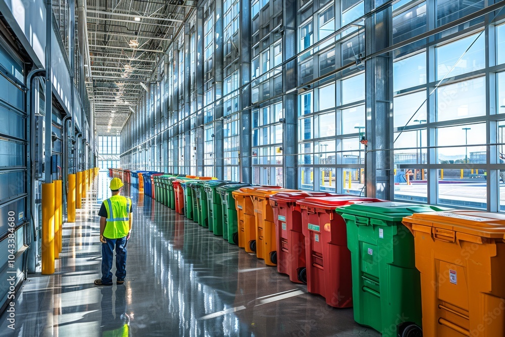Recycling facility with large windows letting in natural light ...
