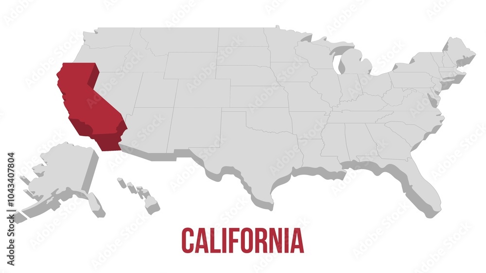 california State video animation. Animated USA map, gray map on a white ...