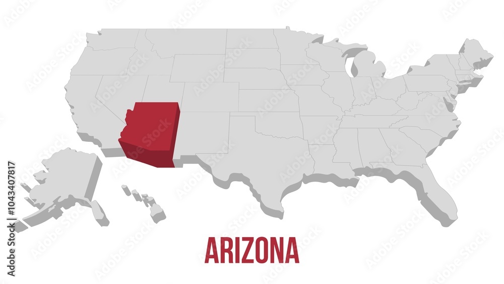 arizona State video animation. Animated USA map, gray map on a white ...