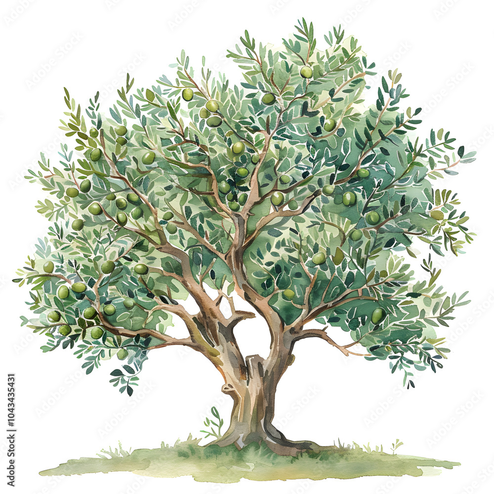 Trees front view, PNG, watercolor style vector tree, olive tree ...