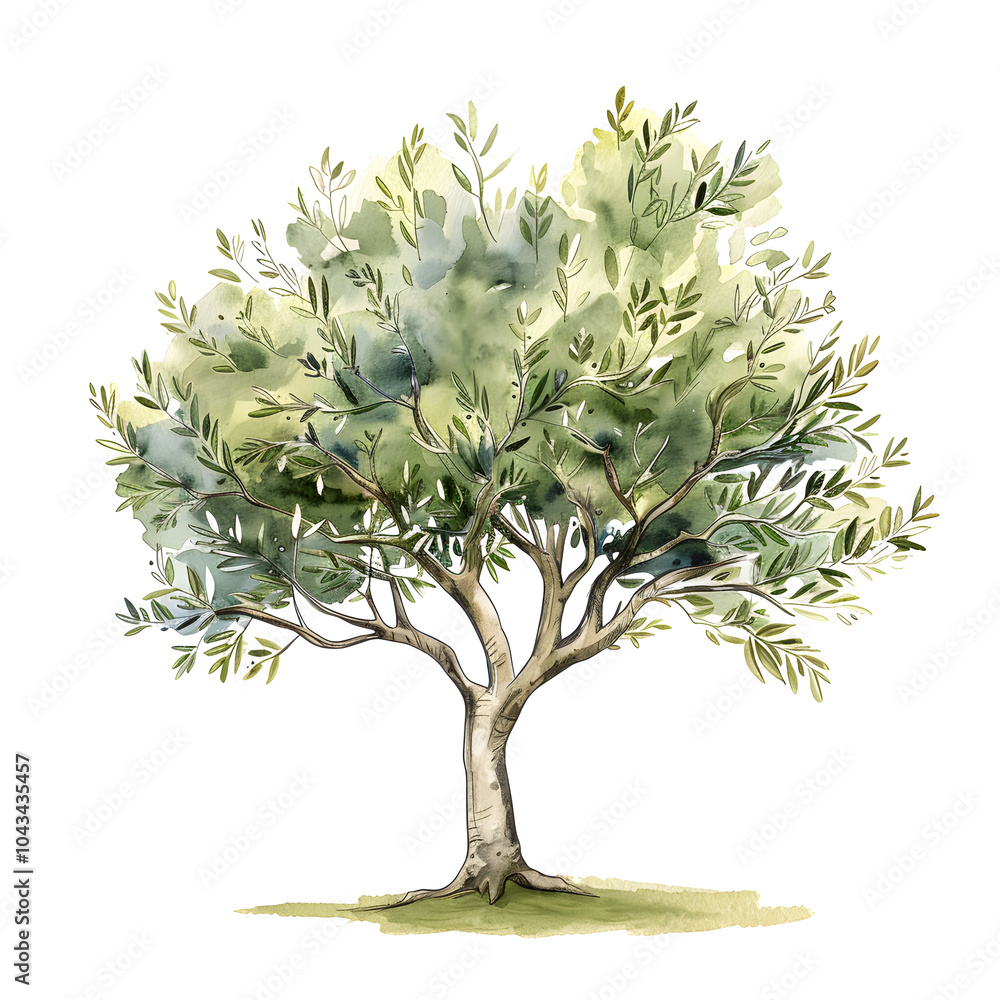 Trees front view, PNG, watercolor style vector tree, olive tree ...