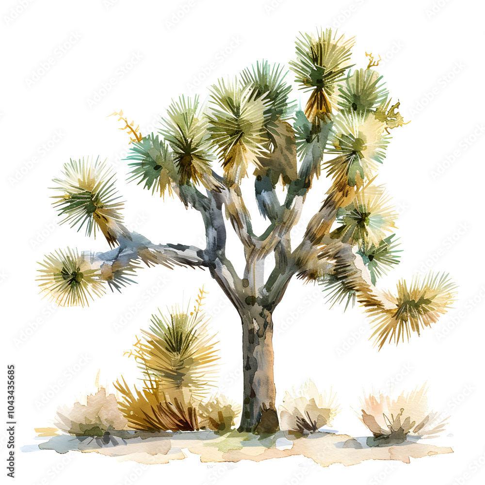 Trees front view, PNG, watercolor style vector tree, Joshua tree ...