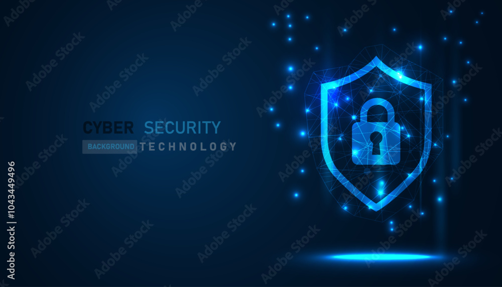 Cyber security vector background, shield lock in futuristic Concept of ...