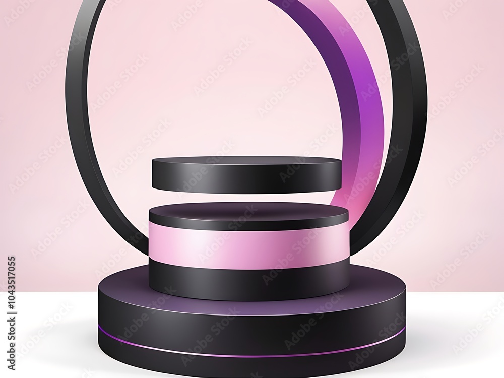 3D luxury background with realistic cylinder pedestal podium. Retro ...