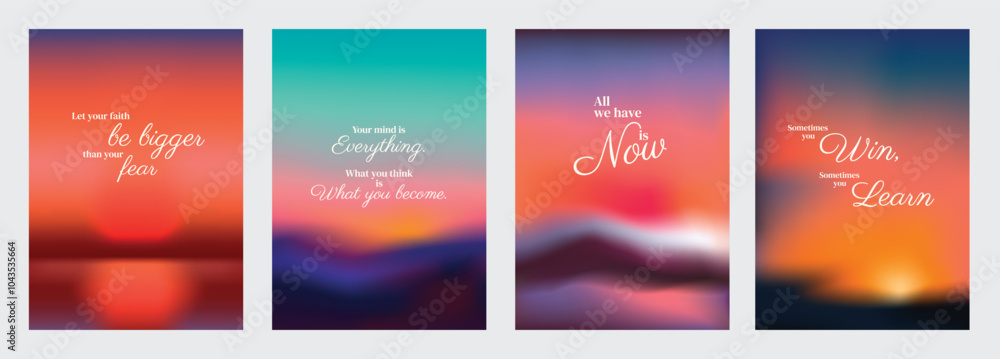 Inspirational posters with motivational quotes. Vibrant backgrounds ...