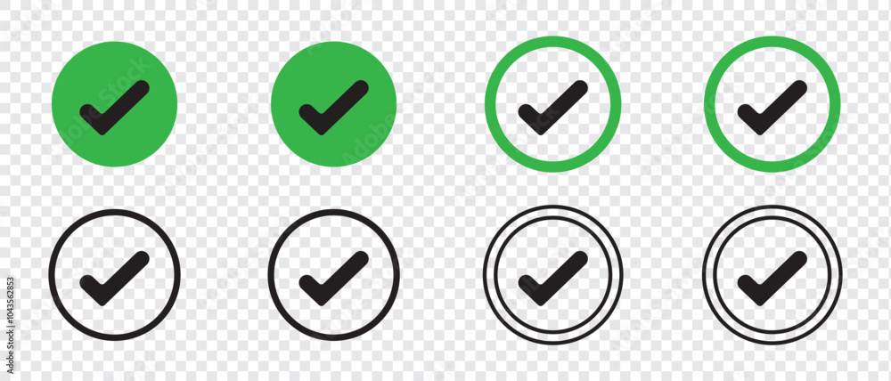 Vector de Stock check box icon with correct, accept checkmark icons green tick box, check list ...