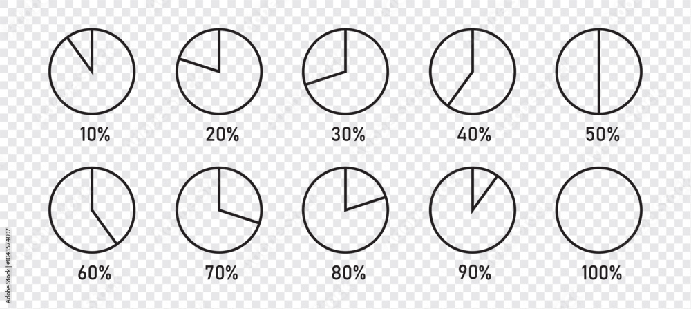 Pie charts diagrams. Different color circles. donut and pie chart infographic elements set ...