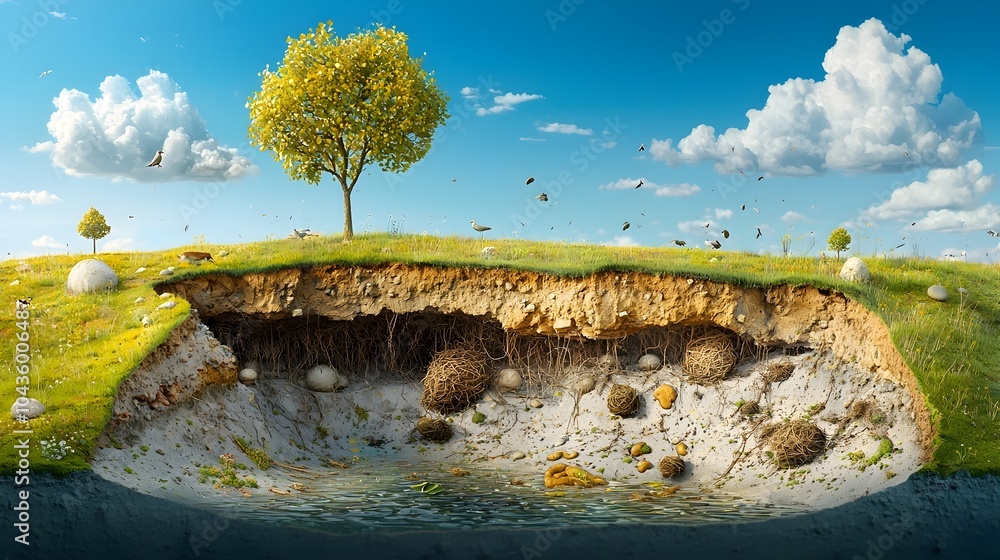 Illustration Stock Detailed 3D Cross Section Diagram Revealing the ...