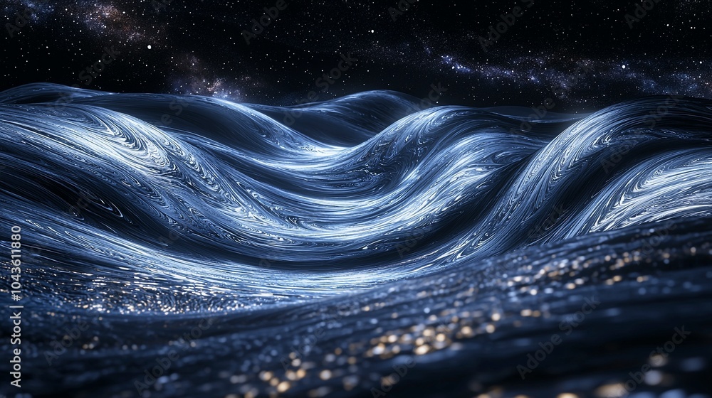 Liquid Metal River: Stunning Flowing Waves and Ripples in Space Stock ...