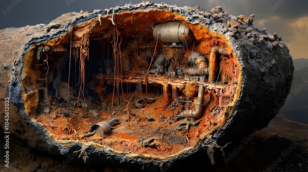 Detailed Cutaway Showing the Internal Structure of a Volcano Including ...