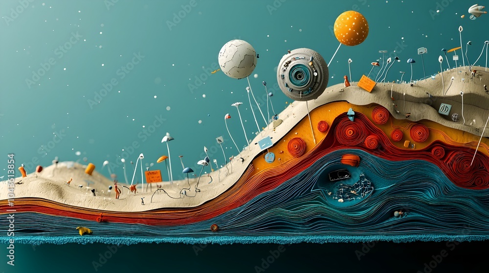 Detailed Stylized Cross section Diagram of Planet Earth Model ...