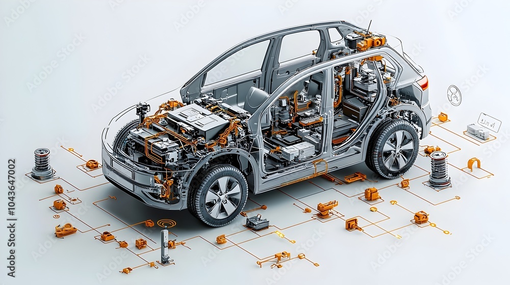 Foto de Stock Comprehensive Cutaway Diagram of Advanced Self Driving ...