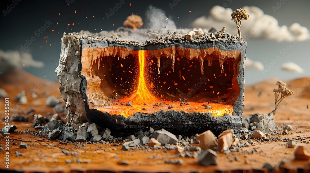 Detailed Cross Section of Volcano s Internal Structure Showing Magma Chamber Vents and Layers of ...