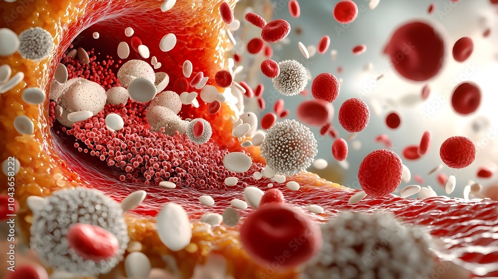 Detailed Cross Section Visualization of a Blood Vessel Showing the Flow ...