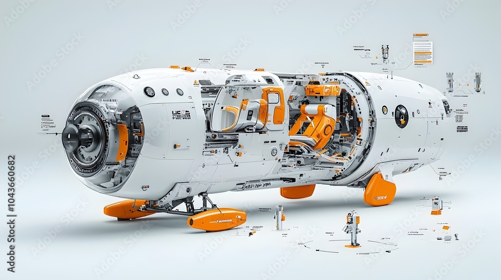 Detailed cutaway showcasing the advanced engineering and sleek interior ...