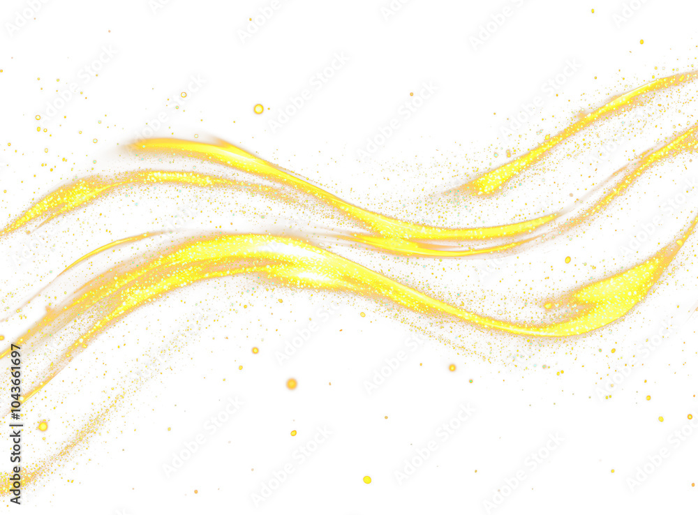 Golden wave light effect with glittering elements, isolate on ...
