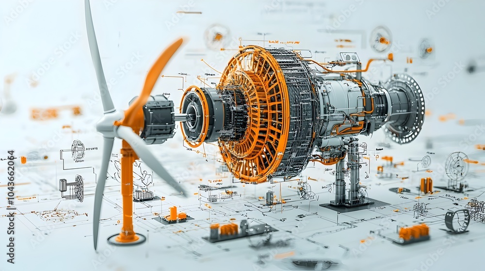 Detailed Layered Cross Section of a Wind Turbine Revealing its Internal ...