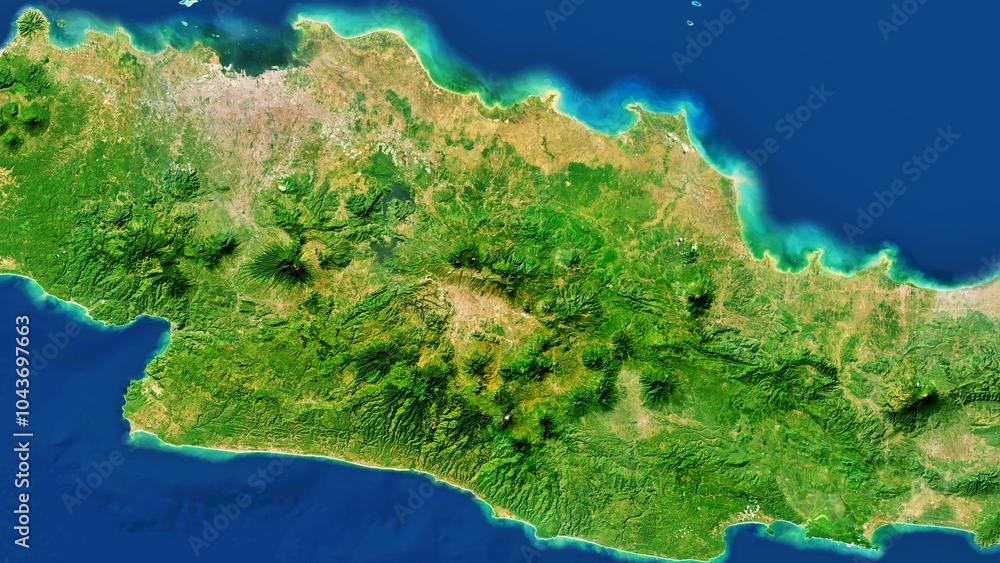 4K West Java Province Map Of Indonesia, High Resolution Satellite View With No Border ...