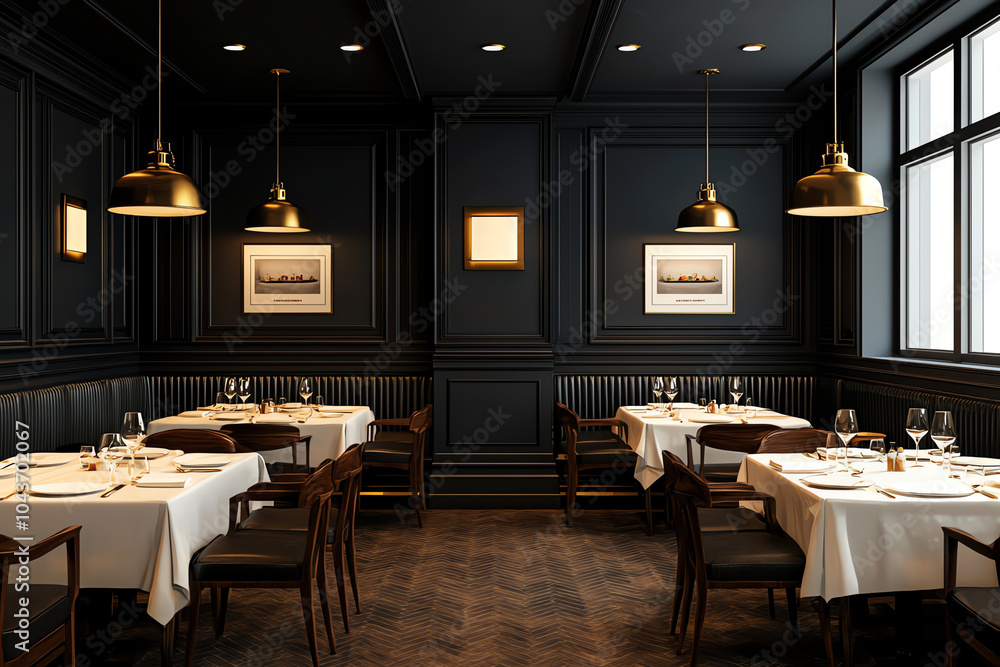 Artistic sketch of a highend restaurant interior layout with elegant ...