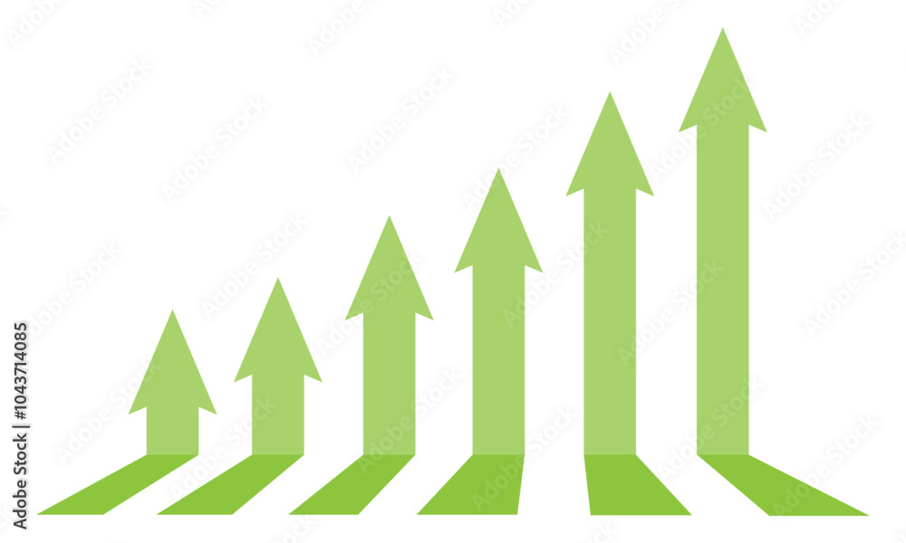 Green arrows of business sale growth, Business success graph chart with ...