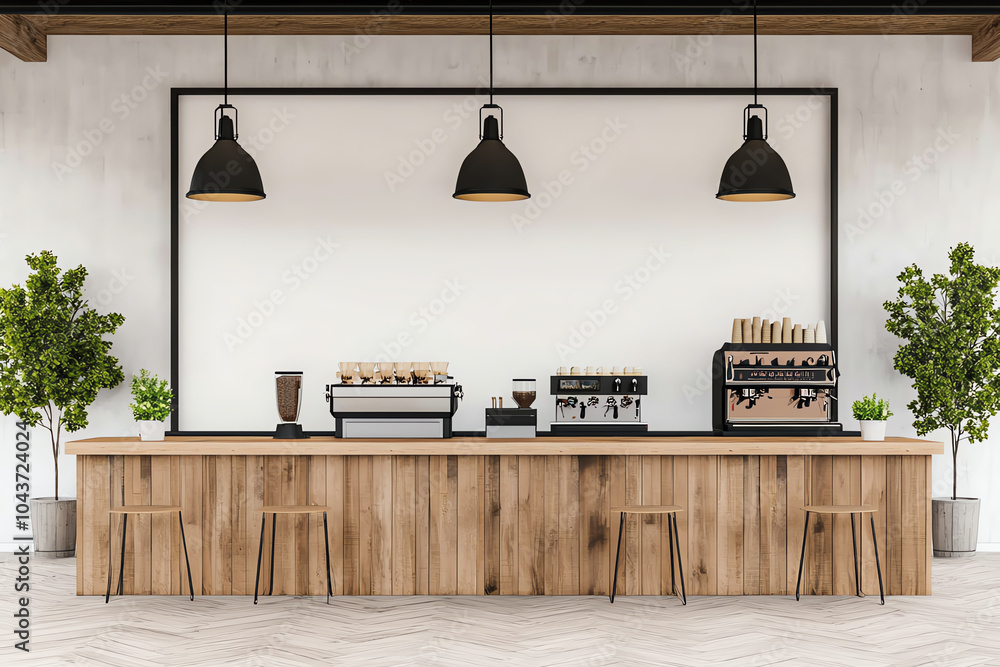 Interior layout sketch of a trendy coffee shop, featuring communal ...