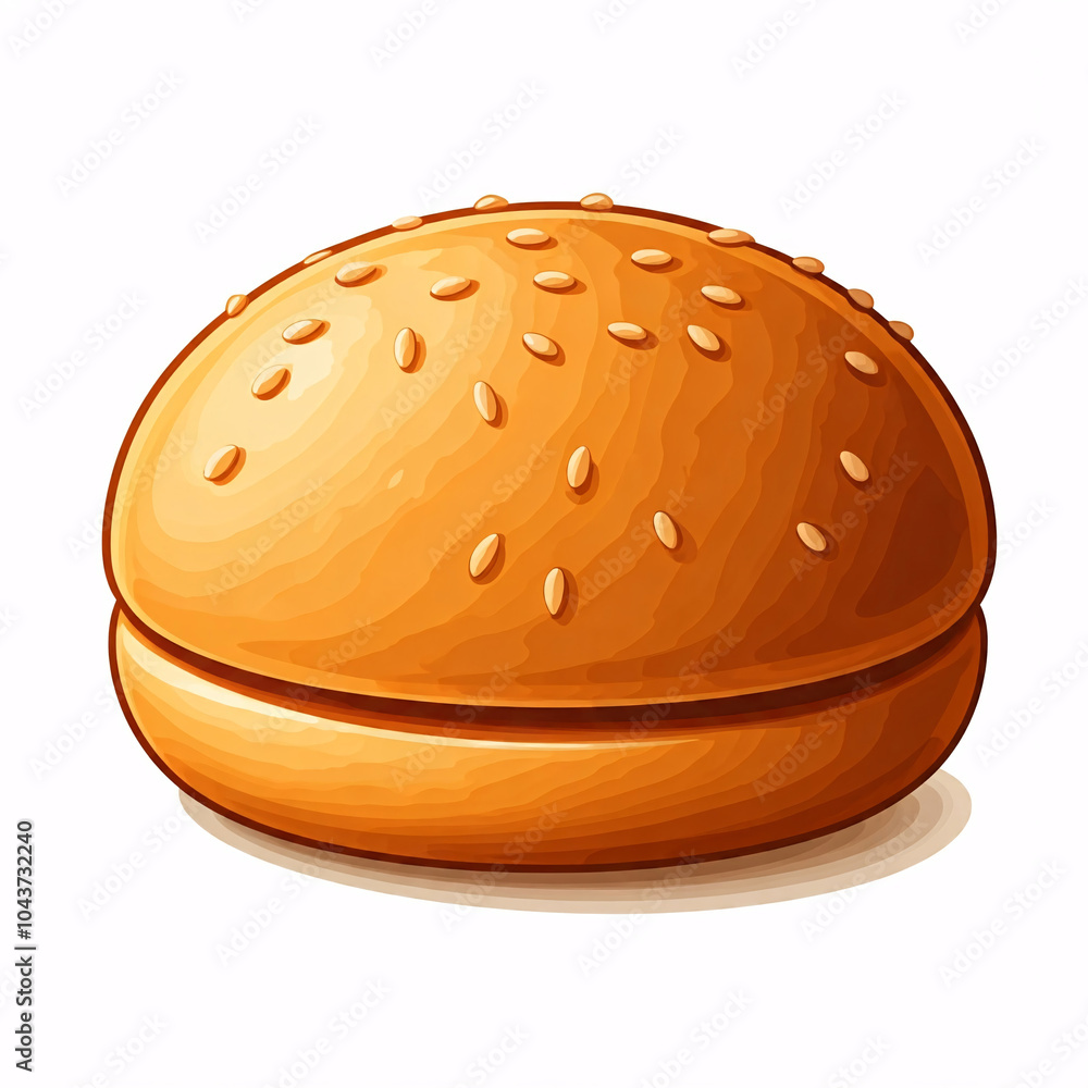 cartoon sesame seed burger bun illustration isolated on white ...