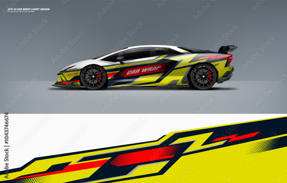 yellow Modern Racing super car and sport car wrap livery design vector ...