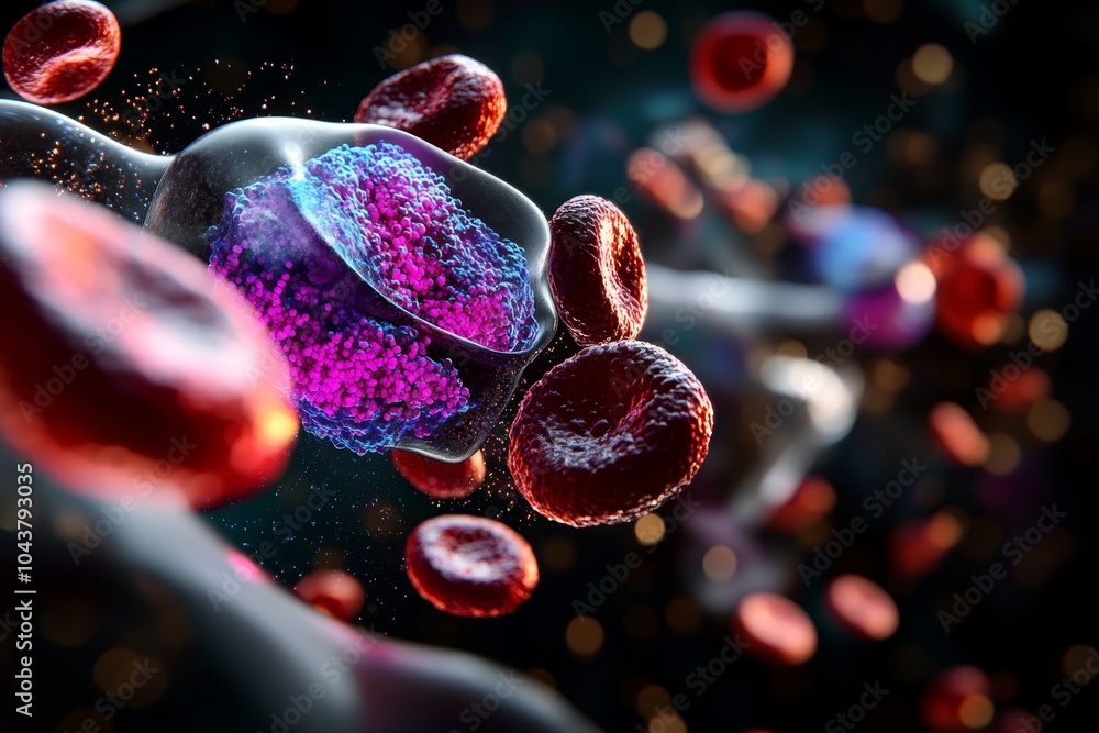 Pixel art of platelets under a microscope, with pixelated shapes and ...