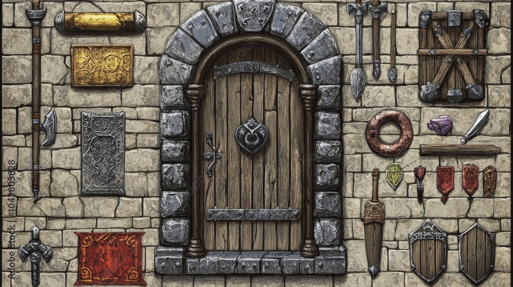 Dungeon Game Tileset. Medieval Castle Sprite Sheet for Tiled Game ...