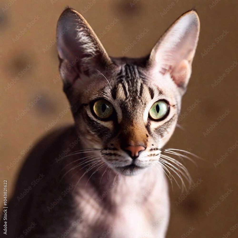 Sphynx cat whiskers and nose in sharp close-up focus, with its body ...