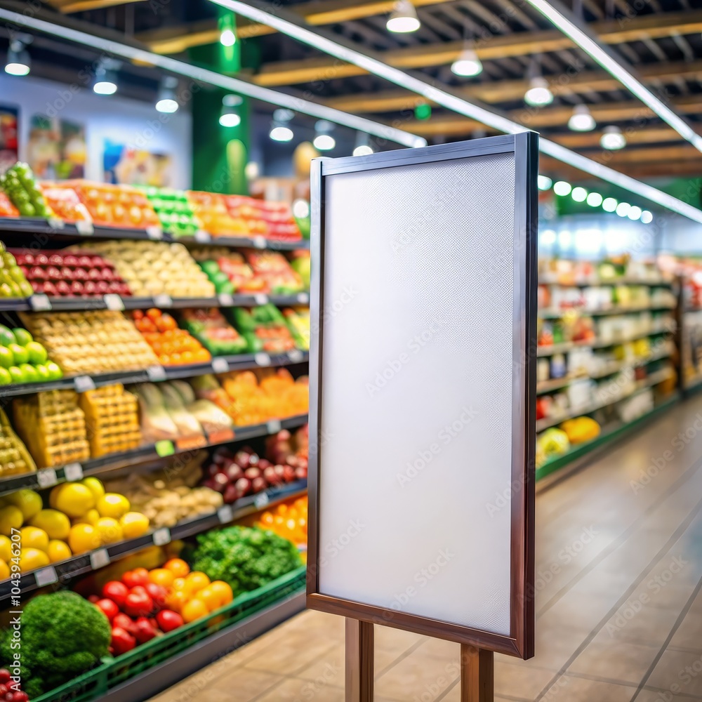 Blank Sign In Grocery Store, Mockup, Supermarket ,advertising Stock ...