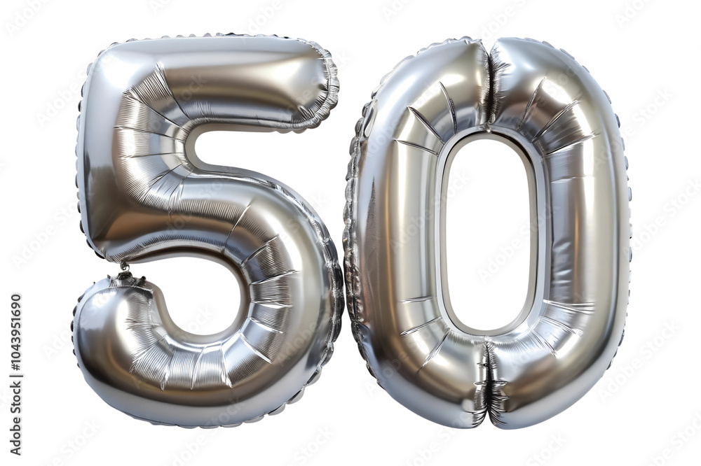 50 Number Silver Balloon Anniversary Birthday Decoration Jubilee ...