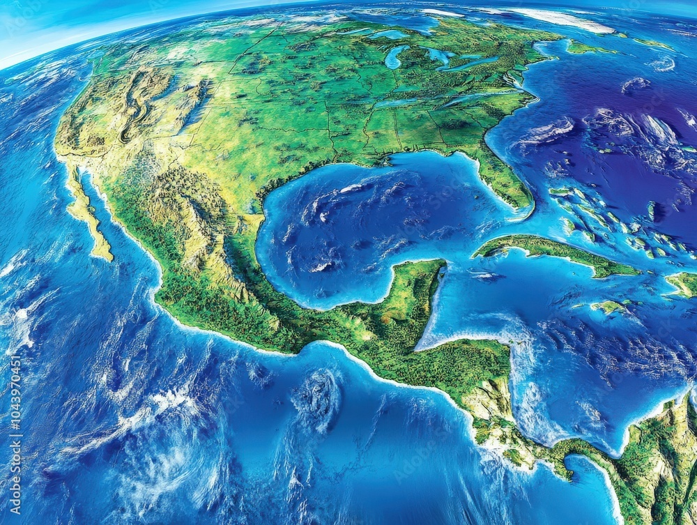 Gulf of Mexico Map: The Earth's Border Featuring US States and ...