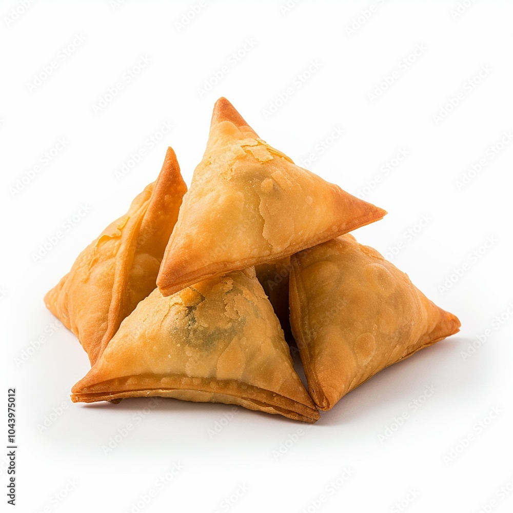 Stack of Crispy Samosa isolated white background Stock Photo | Adobe Stock