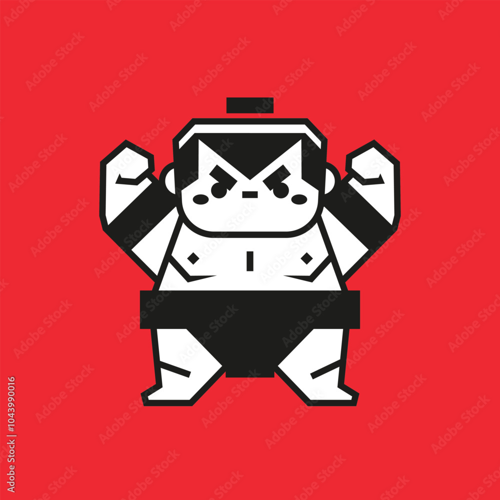 Vector illustration of a cute sumo wrestler in a bold graphic style on ...
