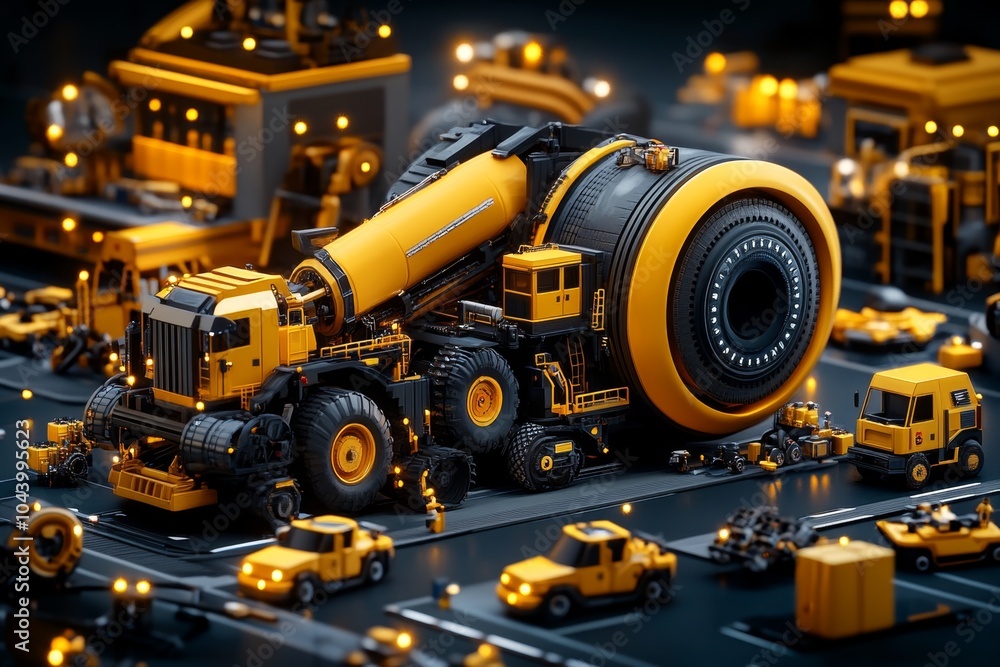 3D digital illustration of industrial machinery, with detailed textures ...