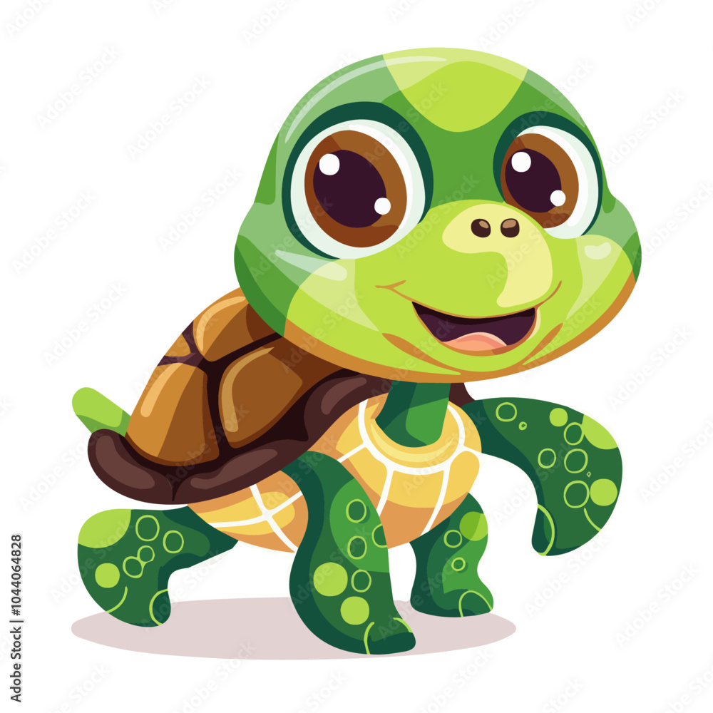 Vector Image of Cartoon Turtle, isolated on a white background, Cartoon ...