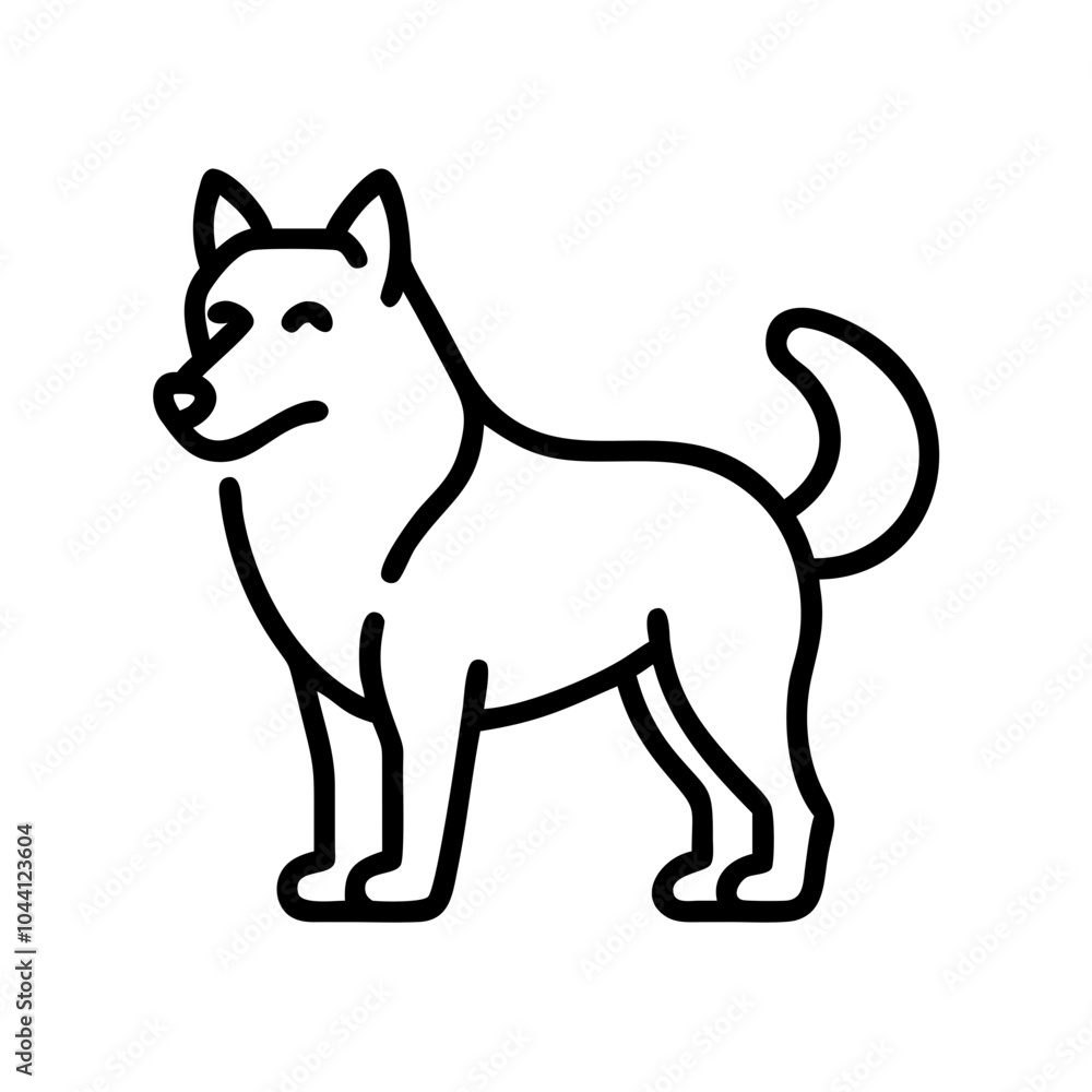 Shiba Inu icon in simple black line drawing Stock Vector | Adobe Stock
