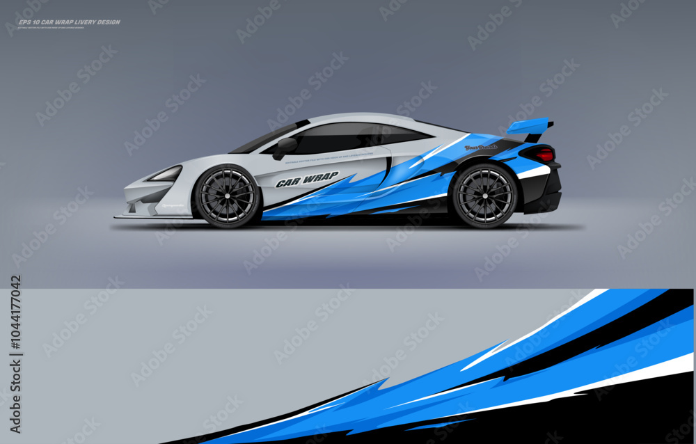 Sporty Car wrap livery design with paint splash theme with blue, black ...