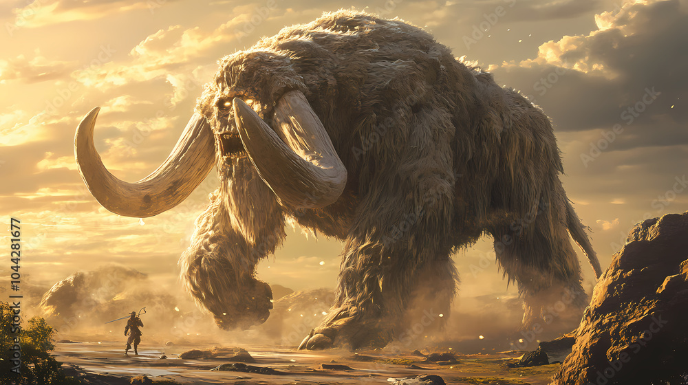 Powerful mythical monsters stride across the earth majestic and wild ...