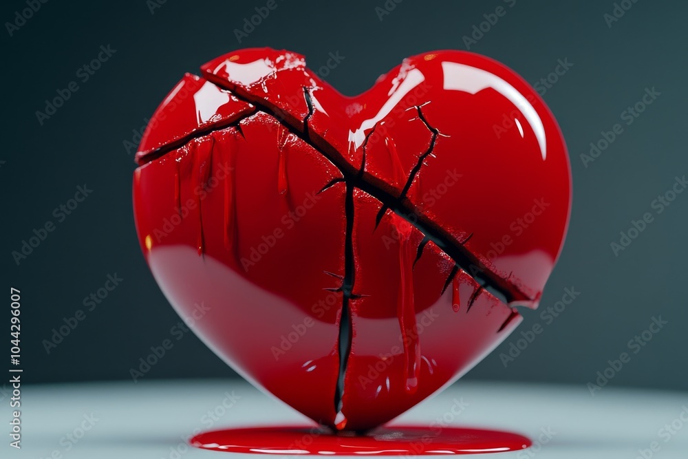 Minimalist depiction of a broken heart, with simple, bold lines representing emotional harm and ...