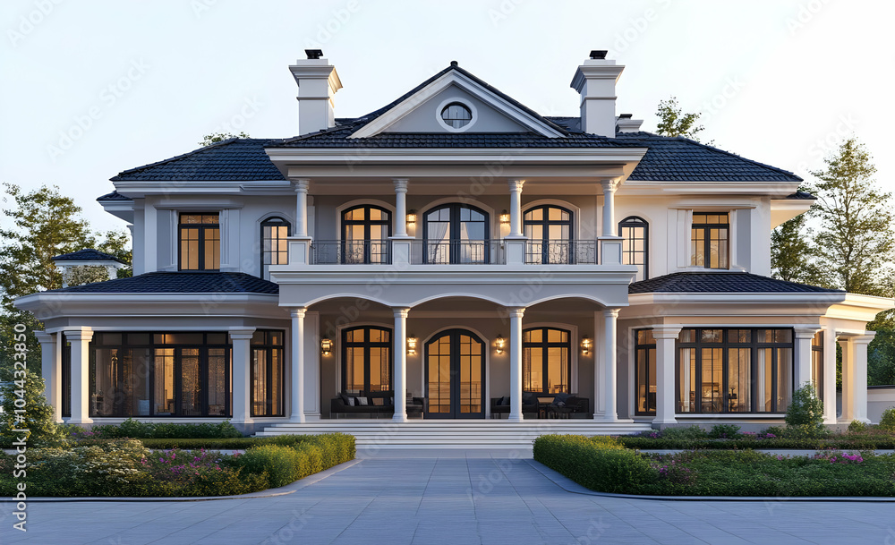 Elegant Luxury Mansion with Balconies and French Doors, house, home ...