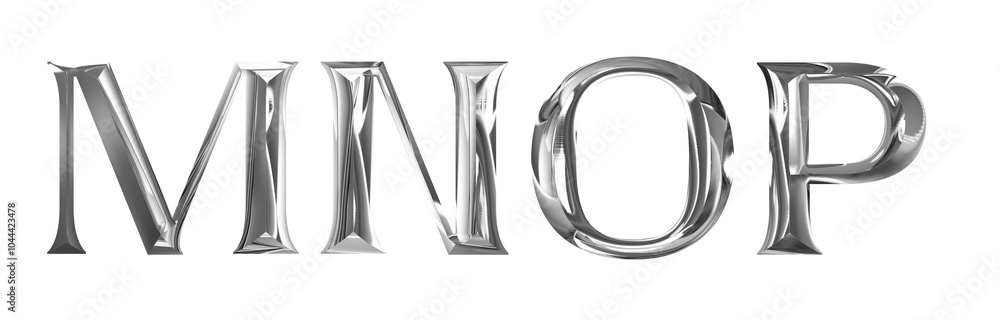 Ilustración de Stock realistic silver chrome metal letters alphabet ...