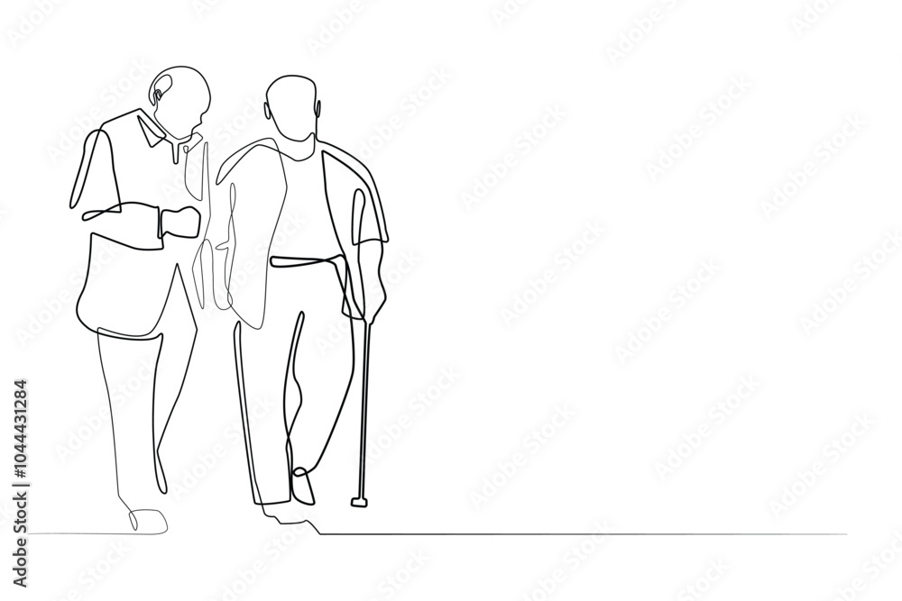 continuous line drawing of meeting old friends.one line drawing between ...