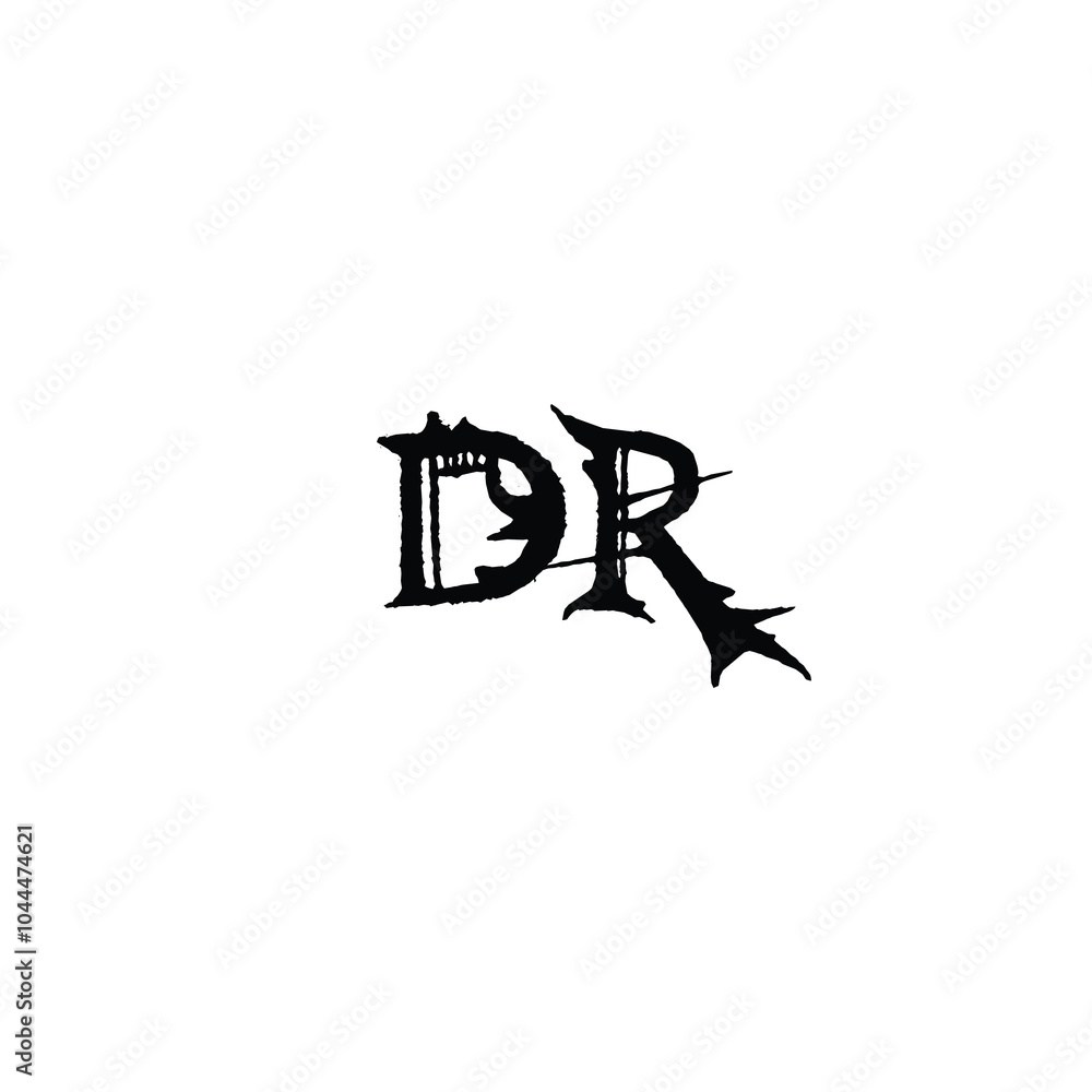 DR monogram logo design letter text name symbol monochrome logotype ...